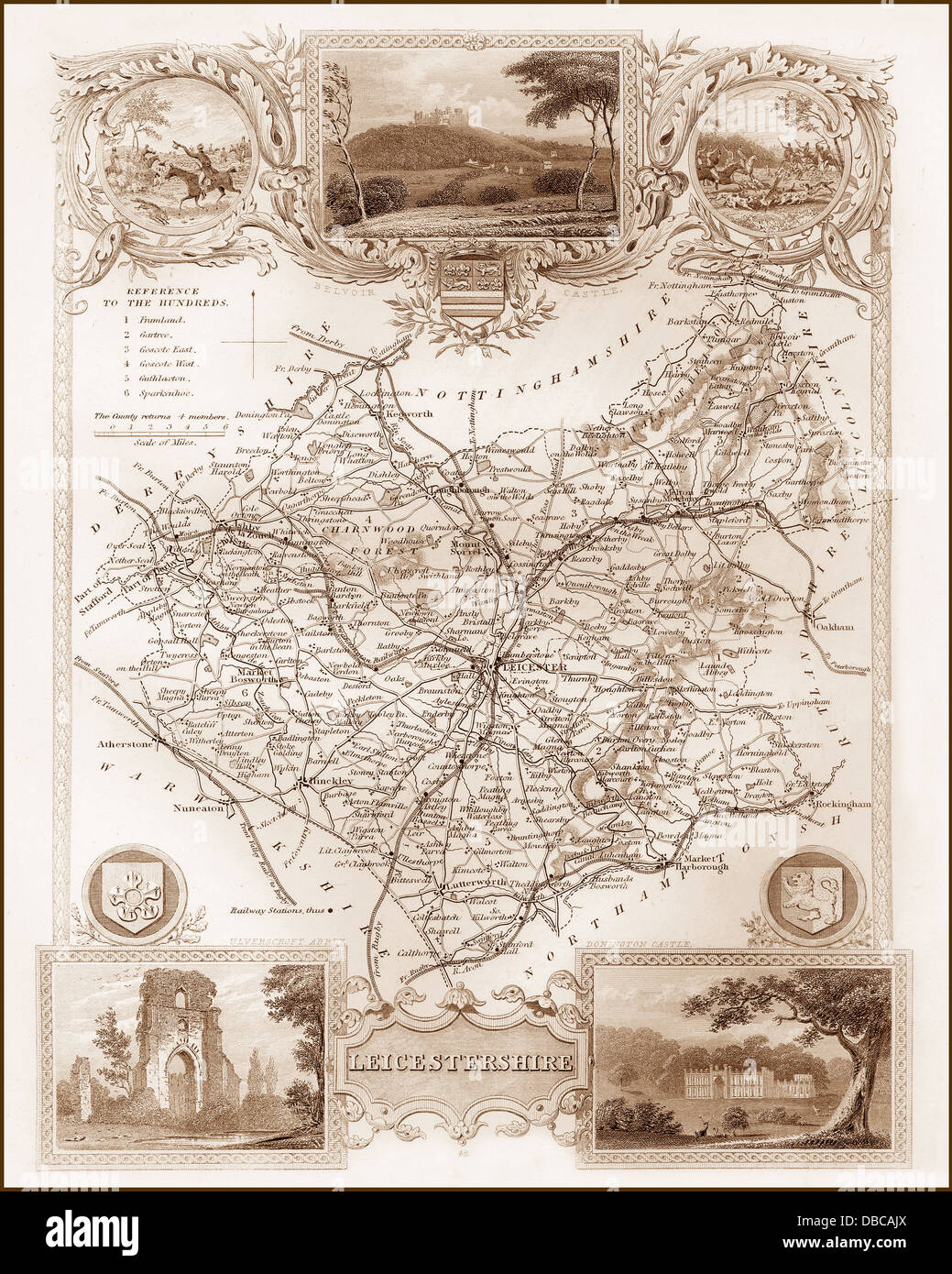 1840s Victorian Map of Leicestershire Stock Photo - Alamy