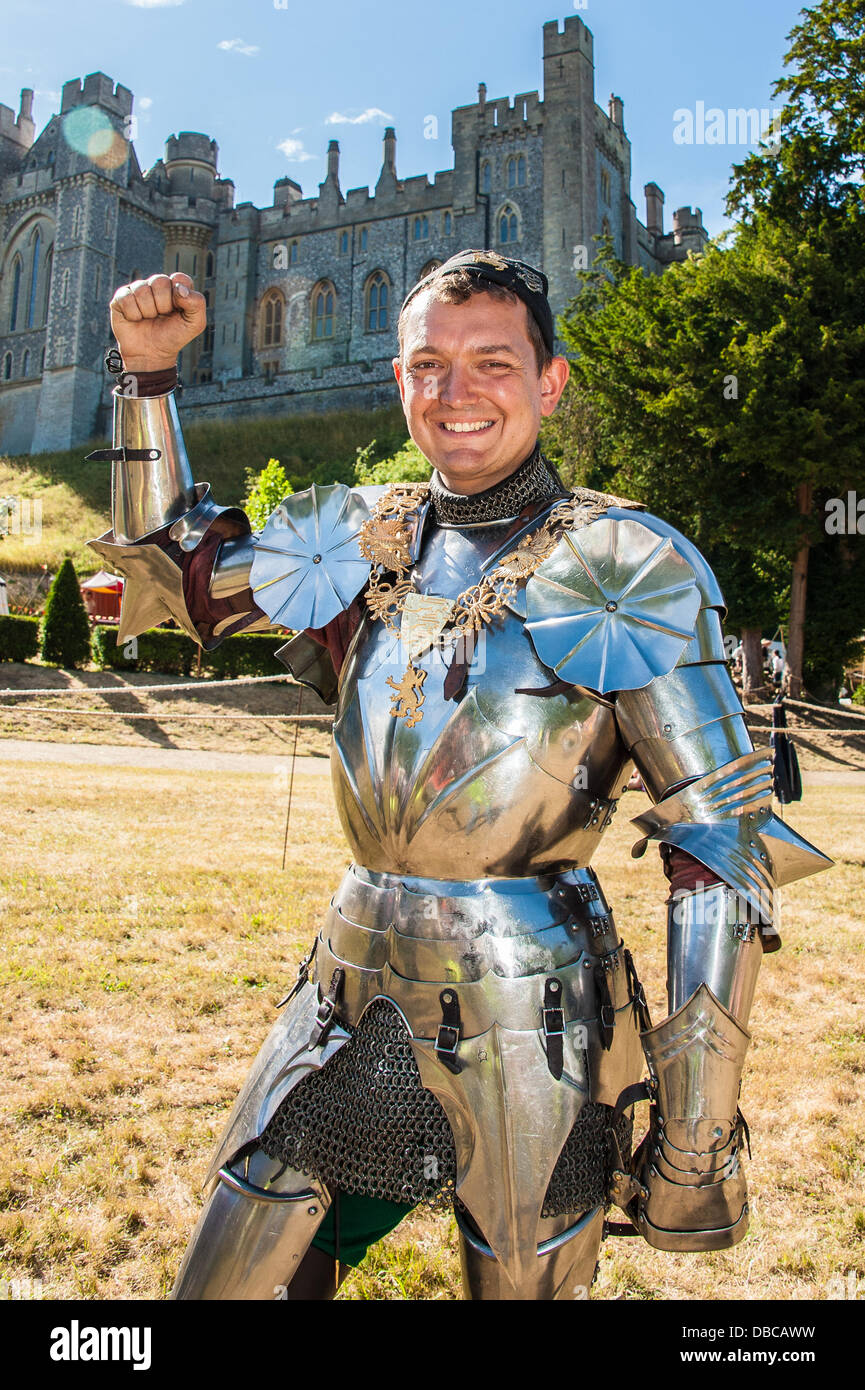 Andreas Wenzel celebrates his win at the International Joust tournament ...