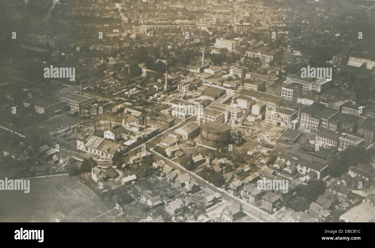 This aerial photograph shows the city of Kitchener, Ontario, offering a ...