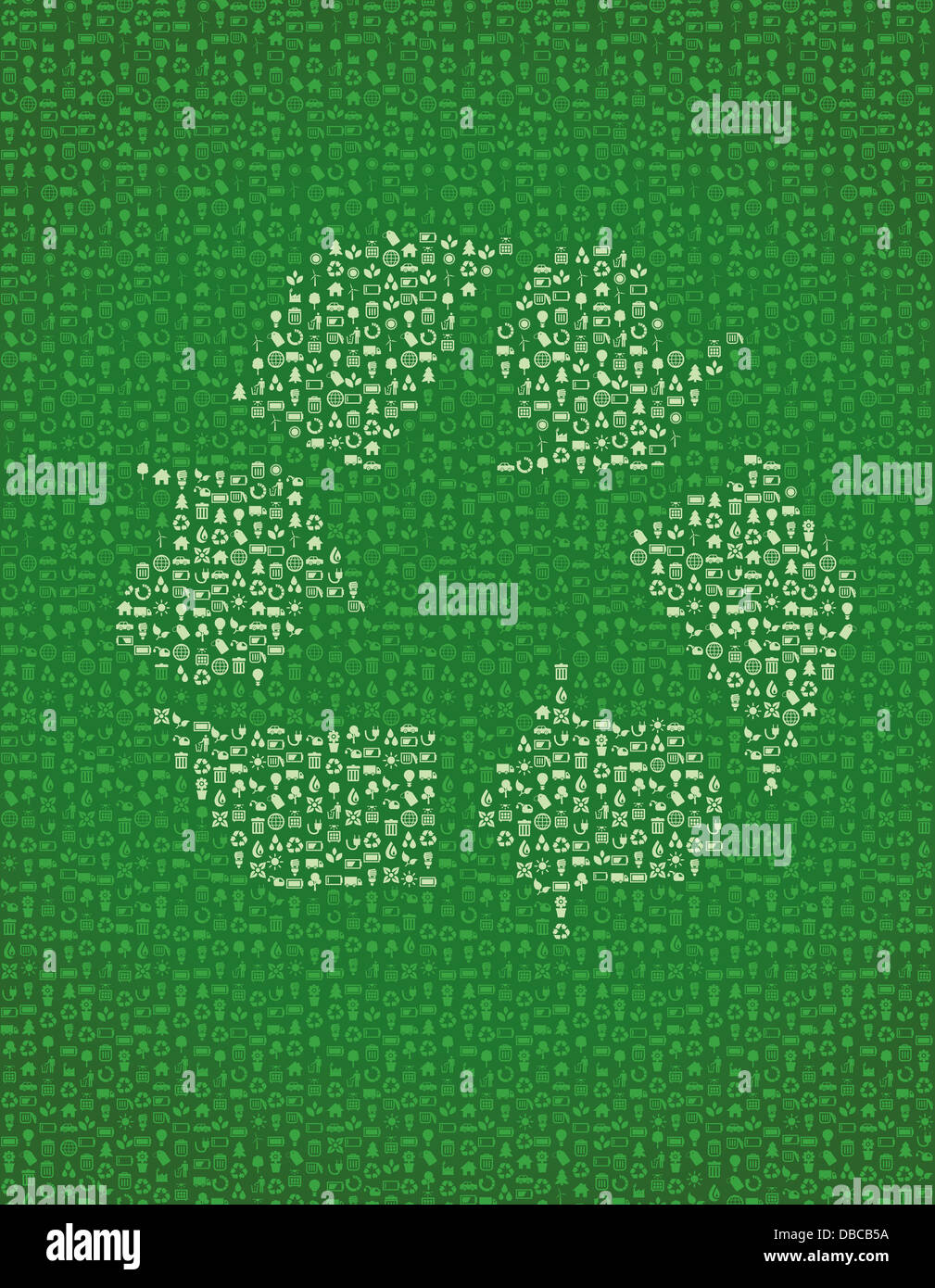 Illustration of recycle sign on green background Stock Photo - Alamy