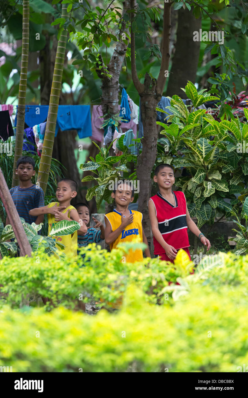 Cheerful local Boys in the Countryside on Bohol Island, Philippines ...
