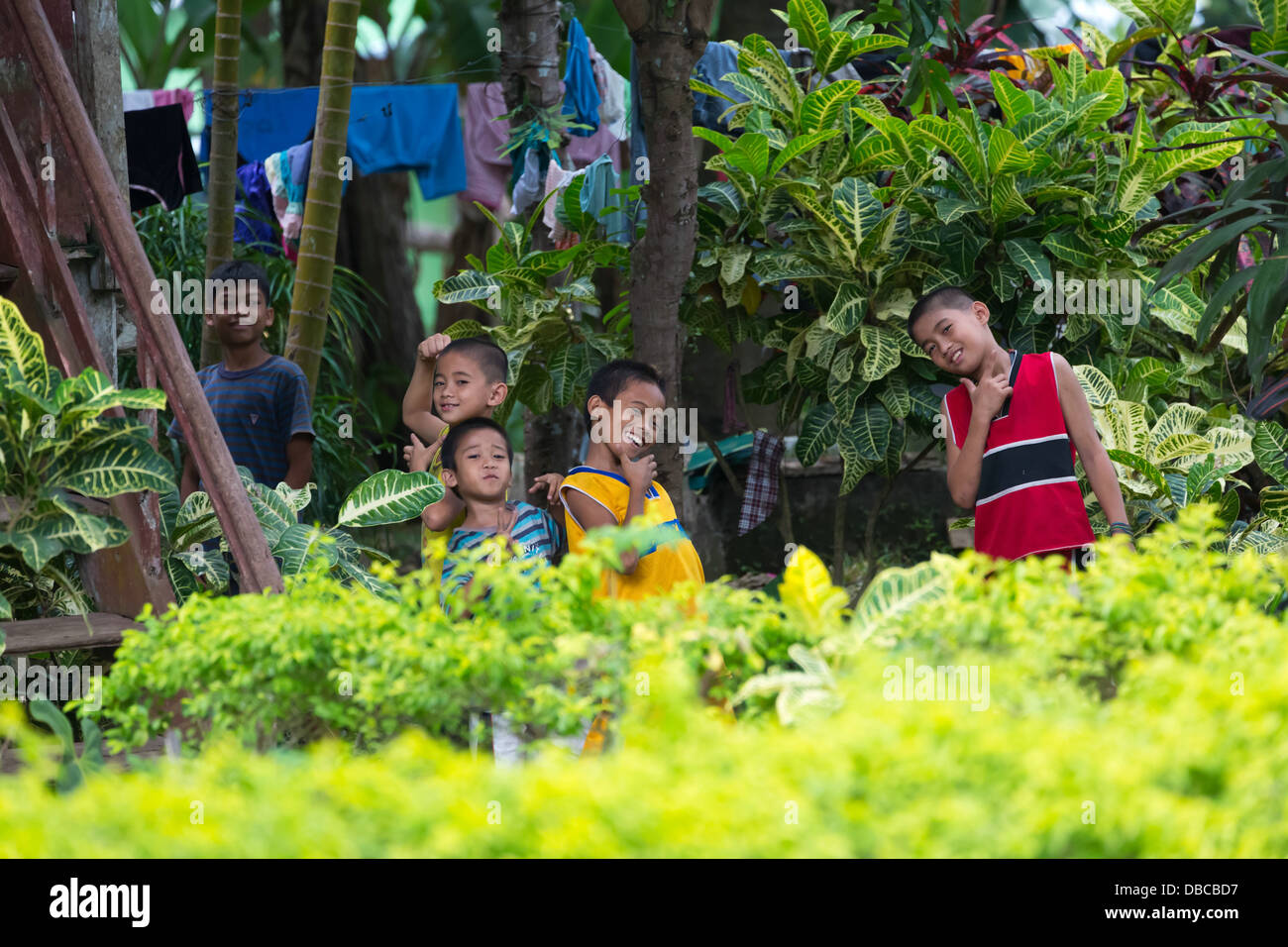Cheerful local Boys in the Countryside on Bohol Island, Philippines ...
