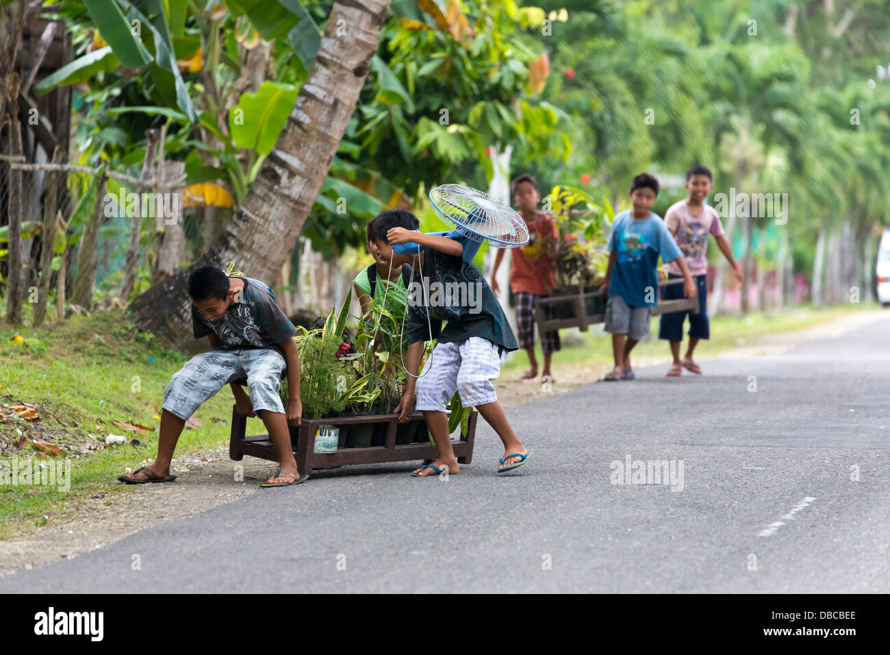 Cheerful local Boys in the Countryside on Bohol Island, Philippines ...