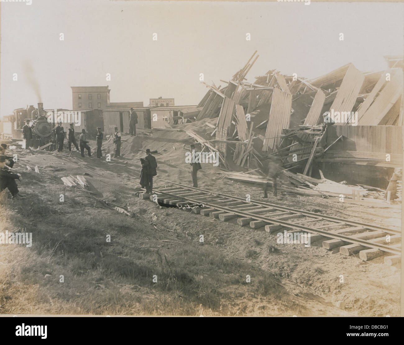 This photograph depicts the wreckage of the Laura Elevator No. 1 ...