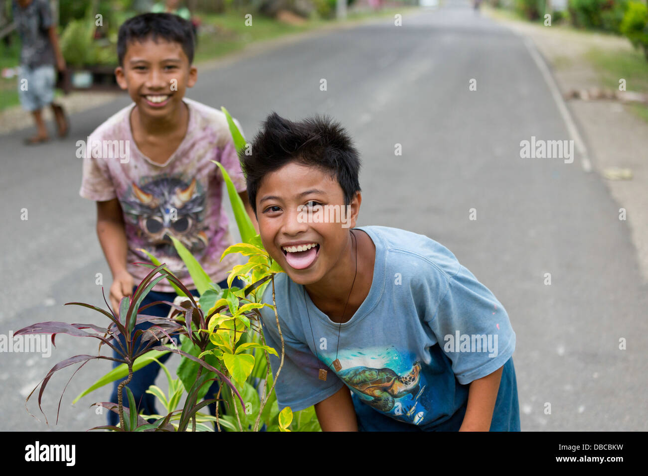Cheerful local Boys in the Countryside on Bohol Island, Philippines ...