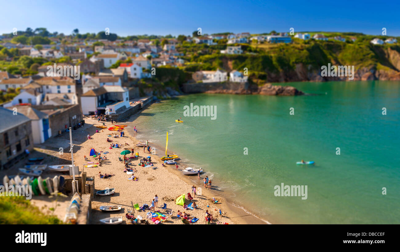 The beach in the unspoilt fishing village of Gorran Haven in Cornwall ...