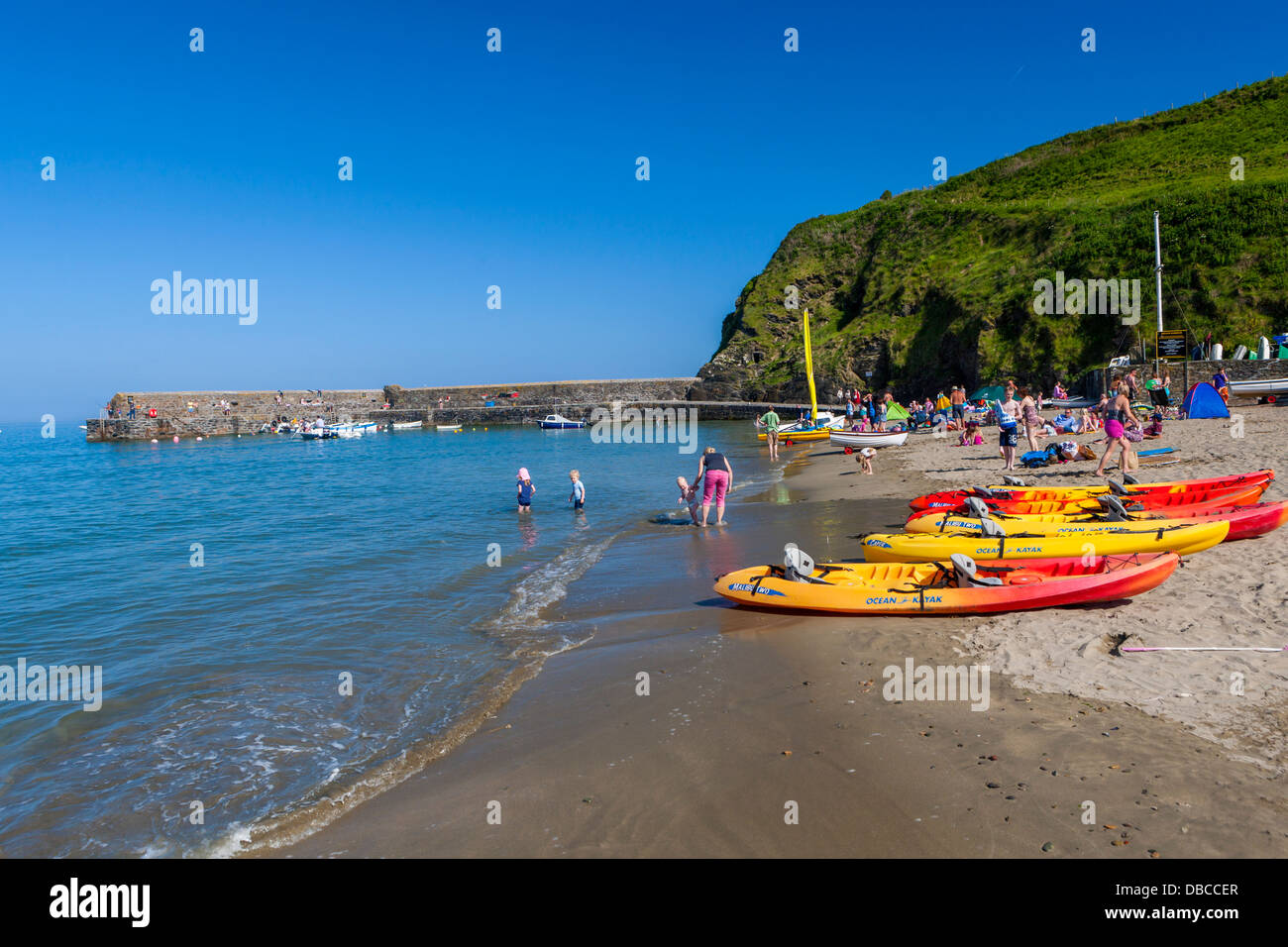 The beach in the unspoilt fishing village of Gorran Haven in Cornwall ...