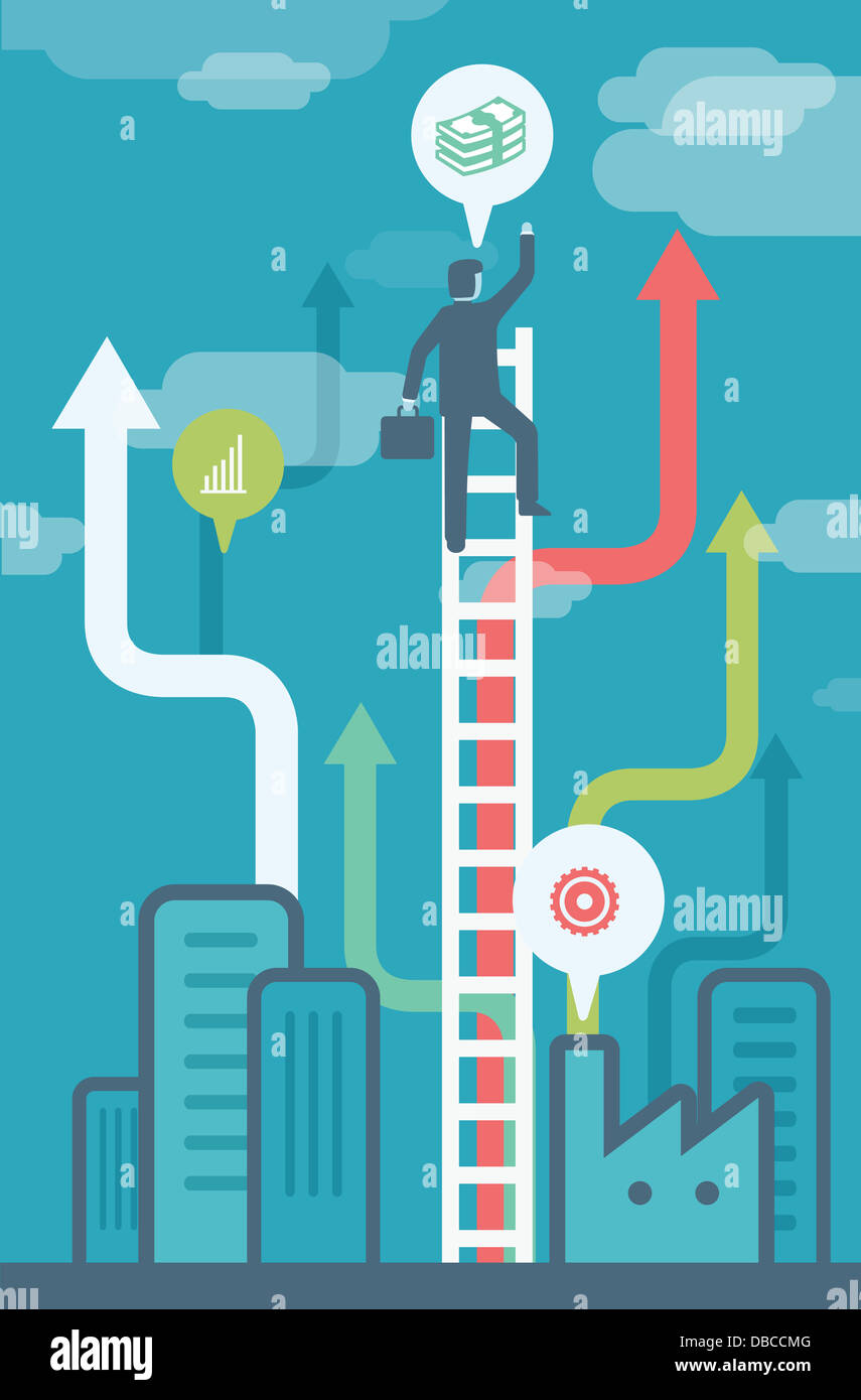 Illustrative image of businessman climbing ladder representing growth ...