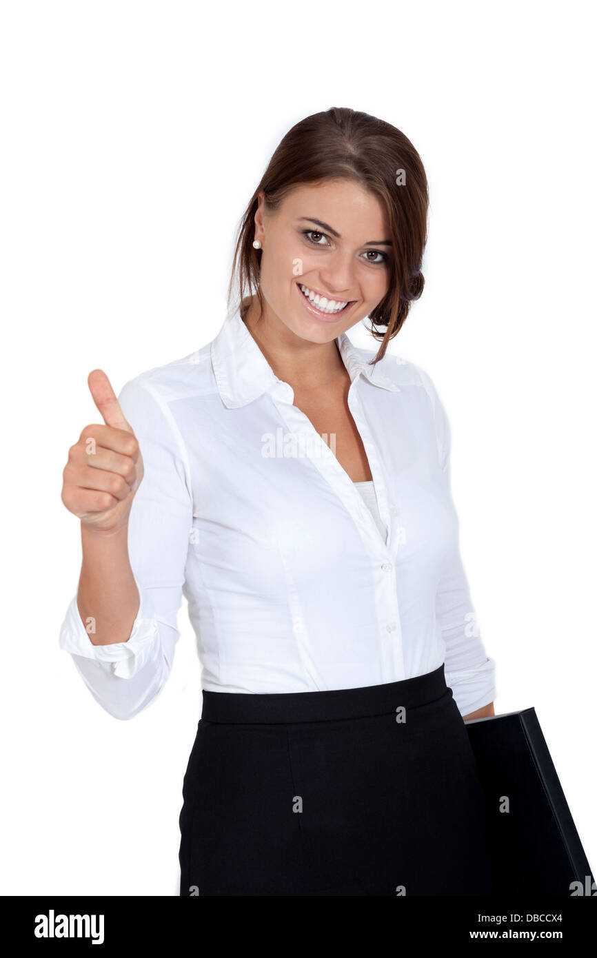 smiling young successful business woman isolated on white background ...