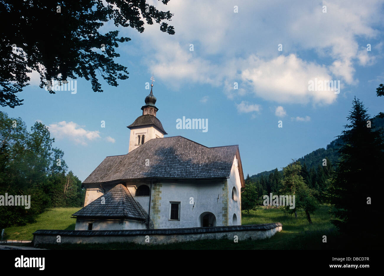 Church, Lake Bohinj, Triglav National Park, Julian Alps, Slovenia ...