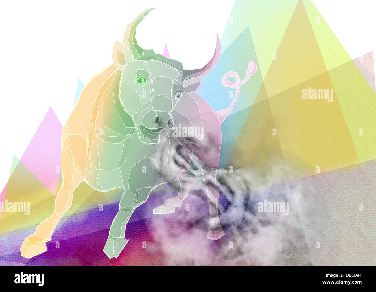 Illustration of bull with smoky dollar sign Stock Photo - Alamy