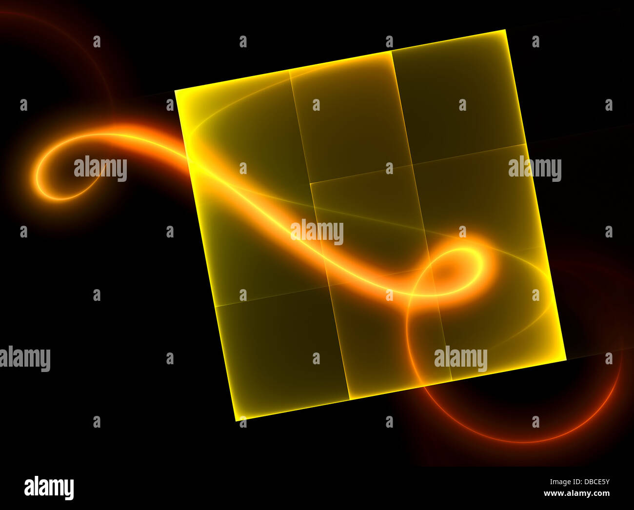 Fractal - translucent square and fiery curl Stock Photo - Alamy