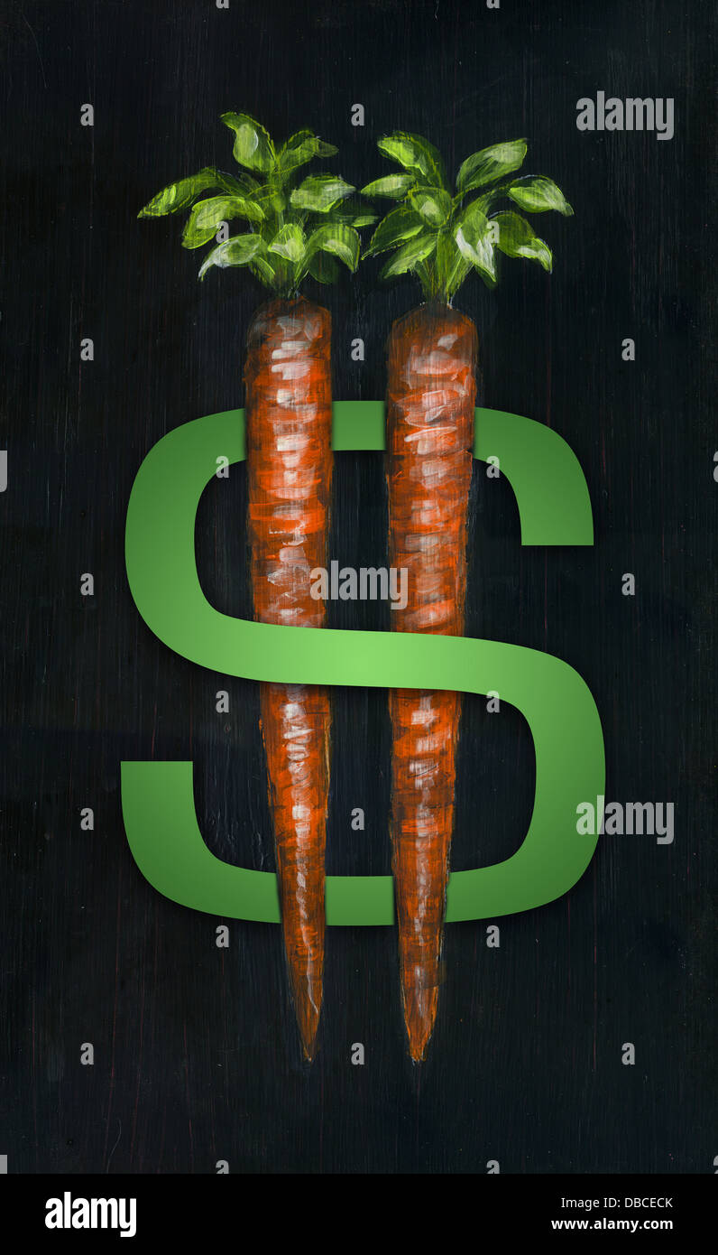 Illustration of carrots on dollar sign representing incentives Stock ...