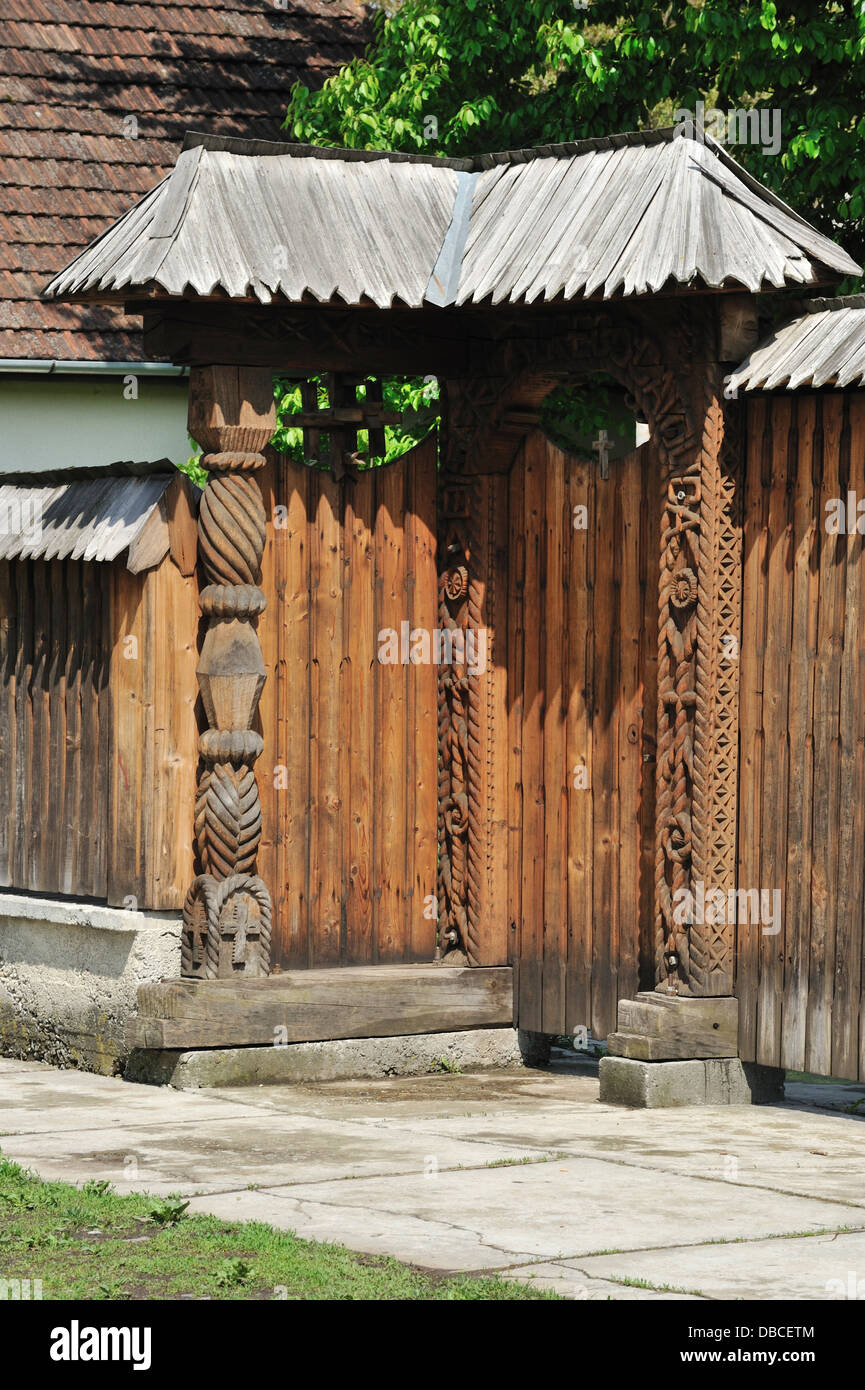 Wooden gate, Maramures, Romania Stock Photo - Alamy