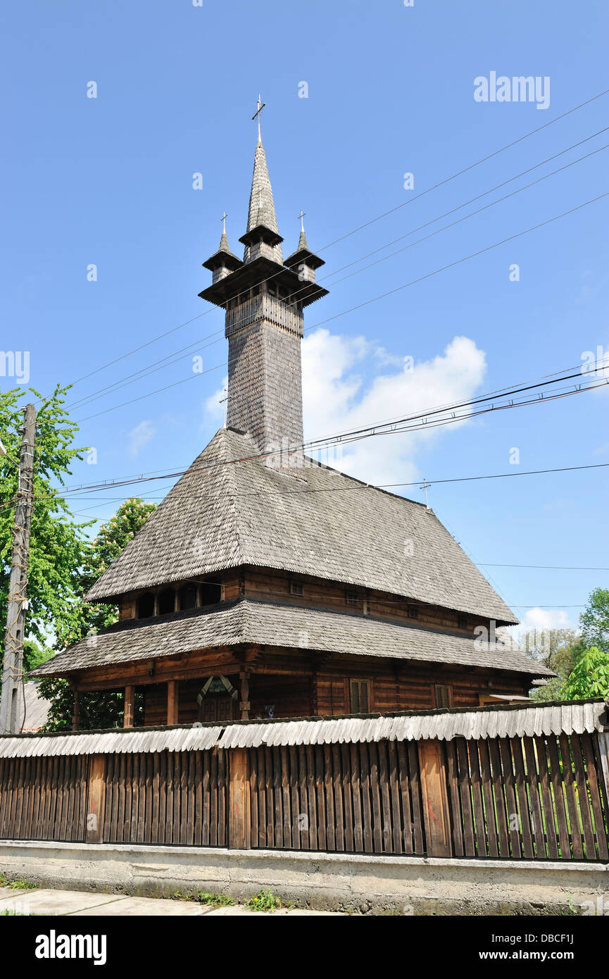 Traditional wooden church, village of Tisa, Maramures, Romania Stock ...
