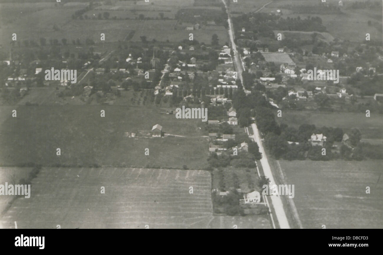 This aerial photograph captures a view of Newcastle, Ontario ...