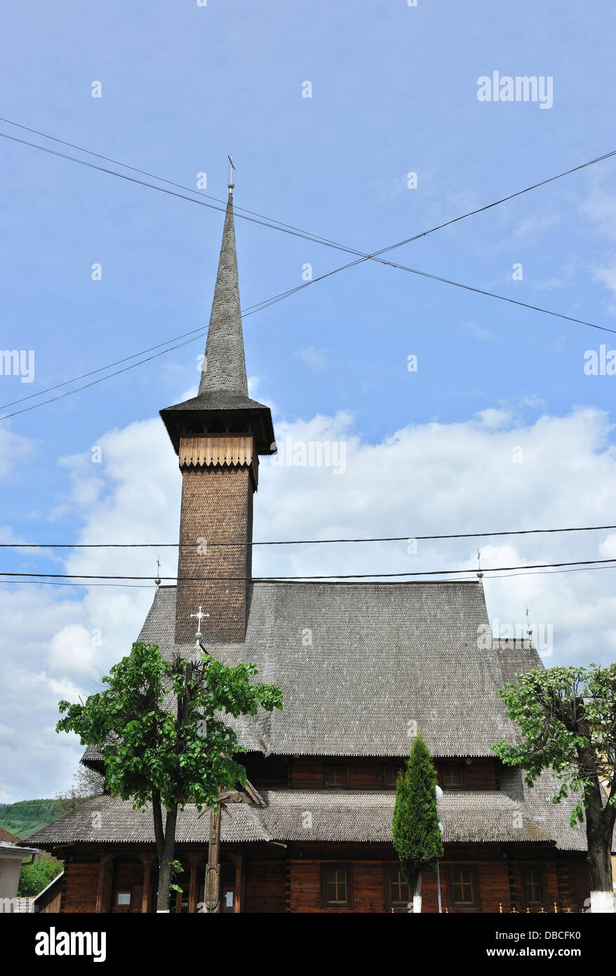 Traditional wooden church, Viseu de Sus, Maramures, Romania Stock Photo ...