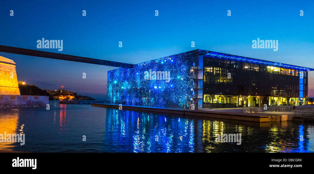 Marseille France, Nighttime View, Modern Architecture , MUCEM Museum ...