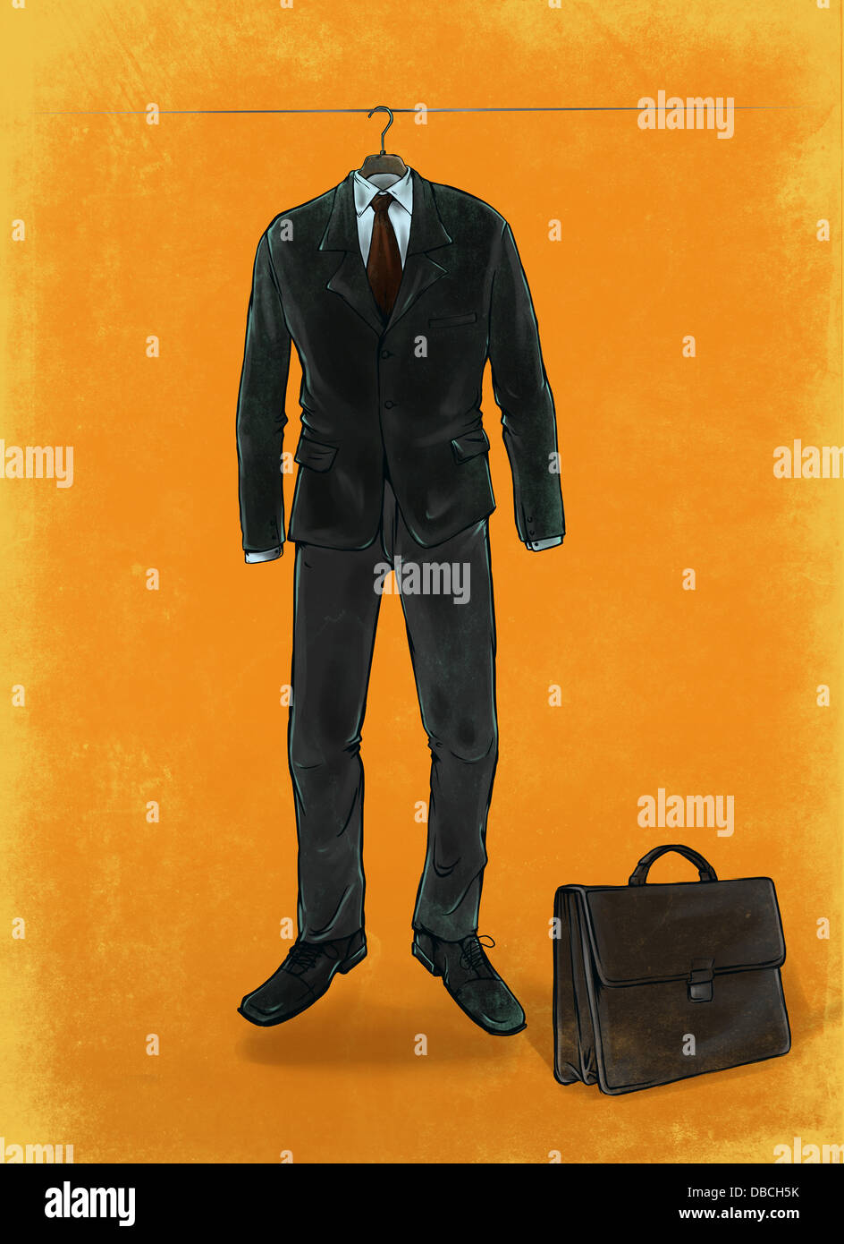Illustrative image of business suit hanging on rope representing ...