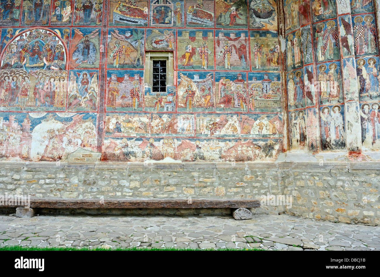 Exterior of the Humor painted monastery, Gura Humorului, Bukovina ...