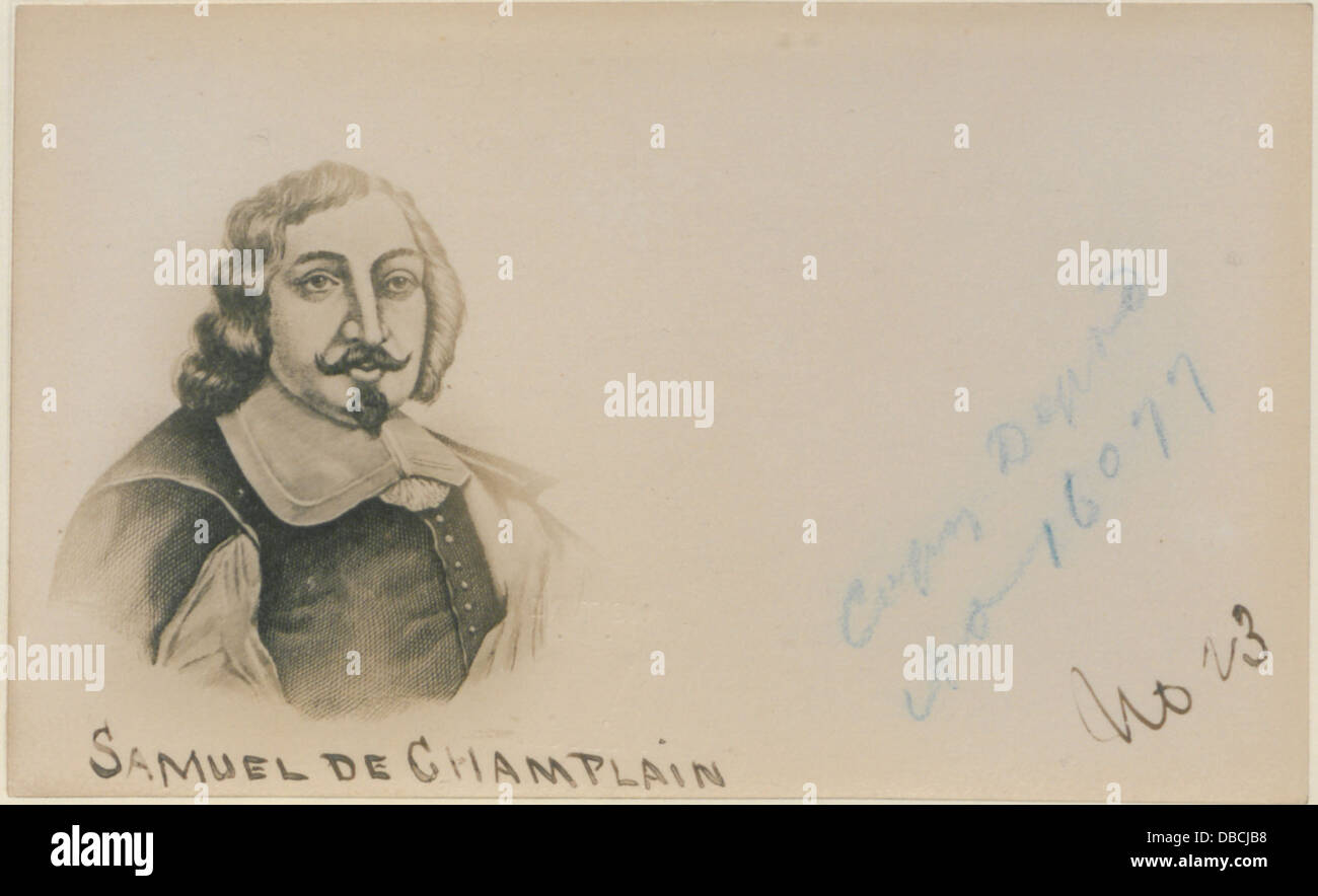 This image shows a representation of Samuel de Champlain, a key figure ...