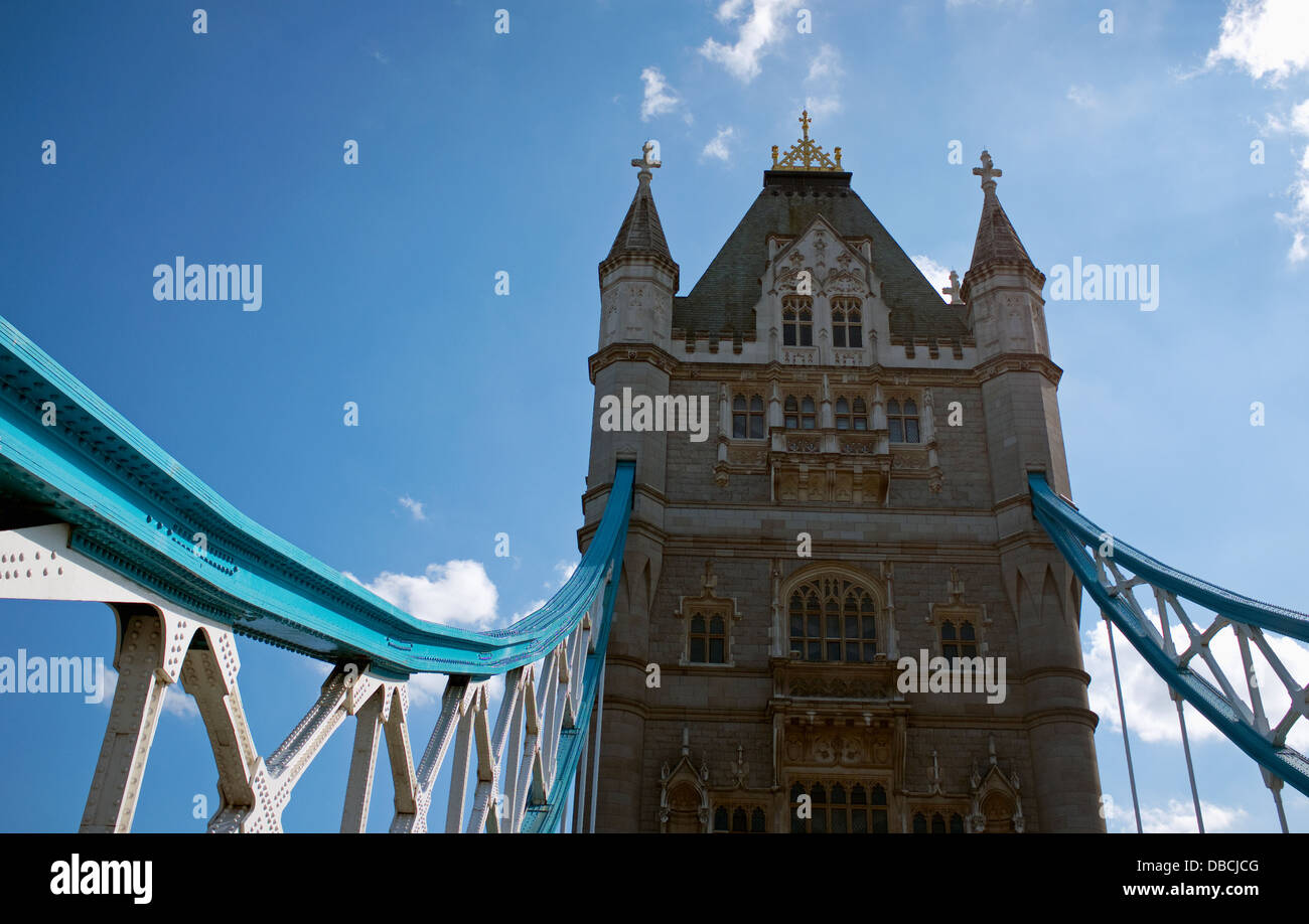 London's famous Tower Bridge from underneath on Tower Bridge Road Stock ...