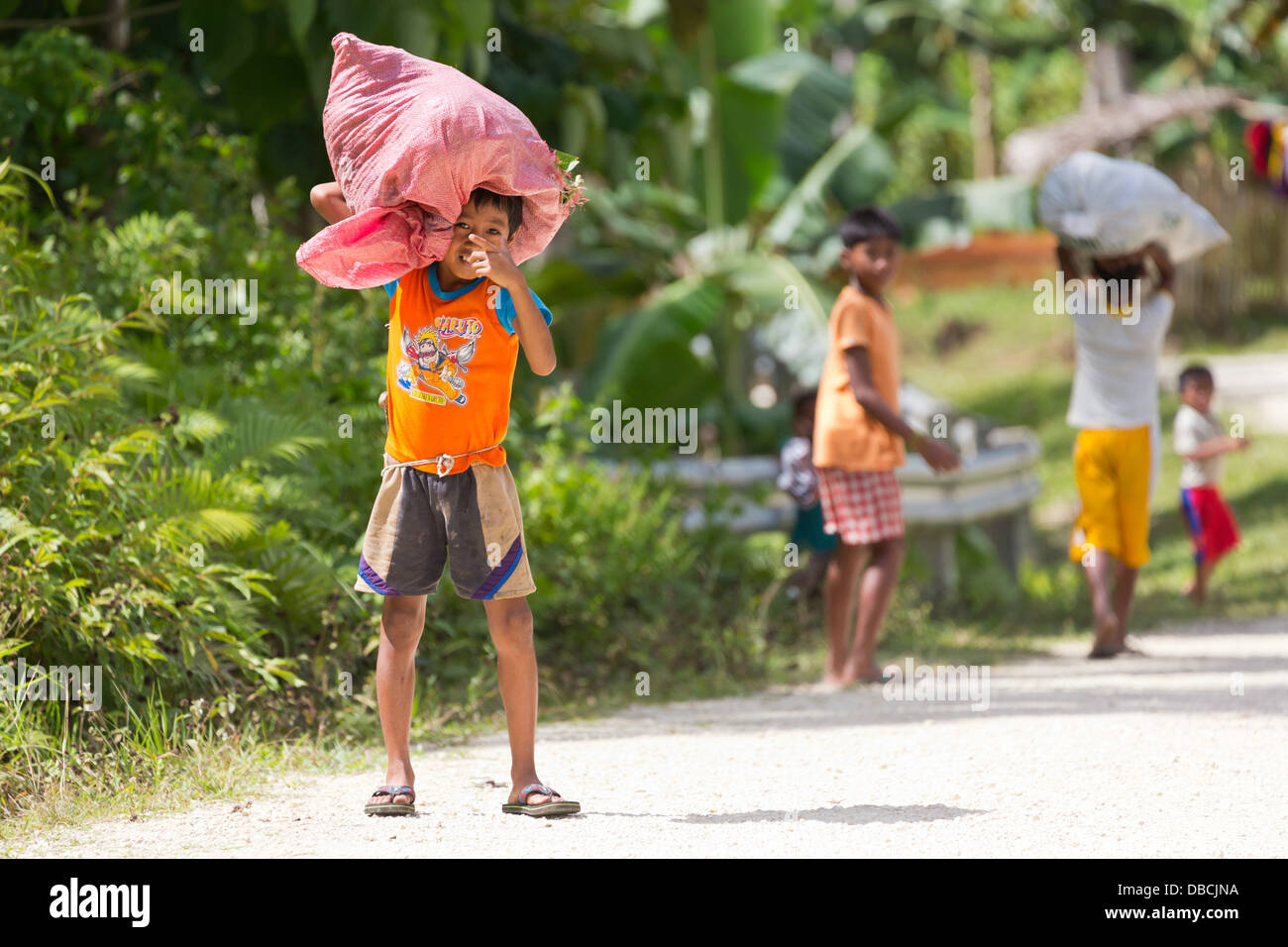 Little Boys in the rural Countryside on Bohol Island, Philippines Stock ...