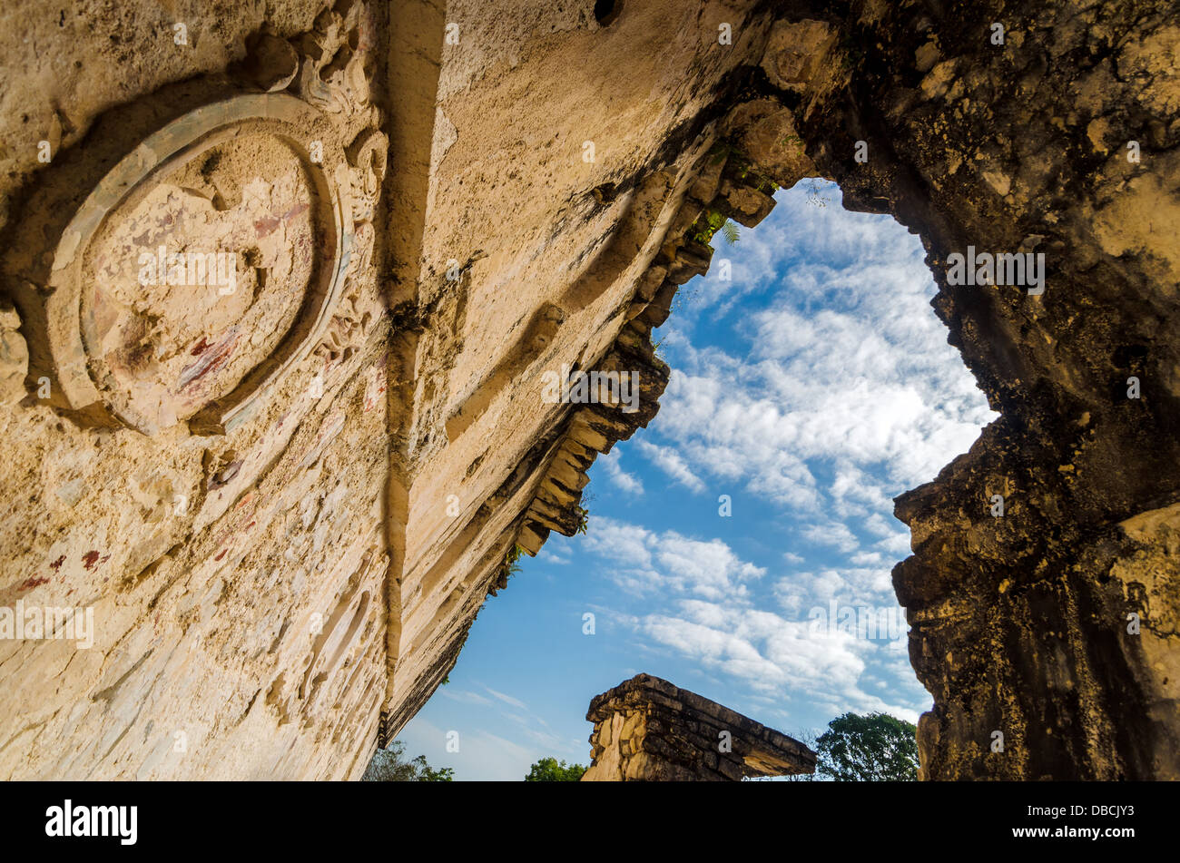 Looking through a hole in the roof of the main palace at the ancient ...