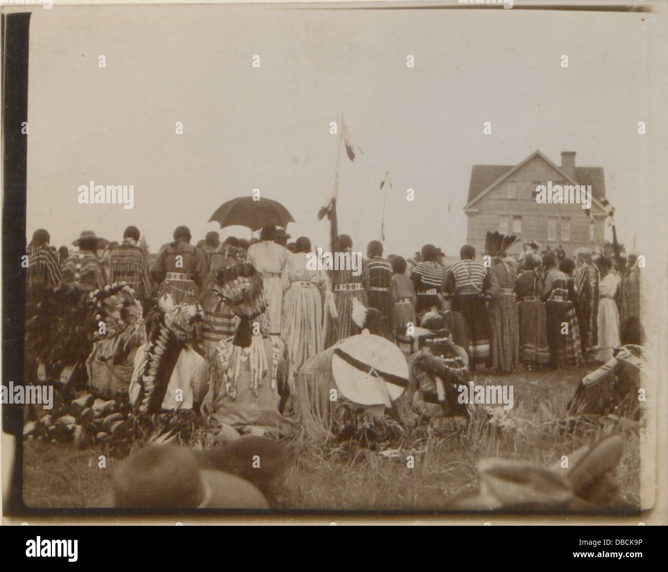 This photograph captures a Squaw dance performed by the Blackfoot ...