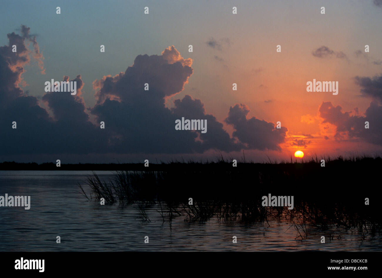 Sunrise over the marsh and Redfish Bay at Port Aransas Texas Stock ...