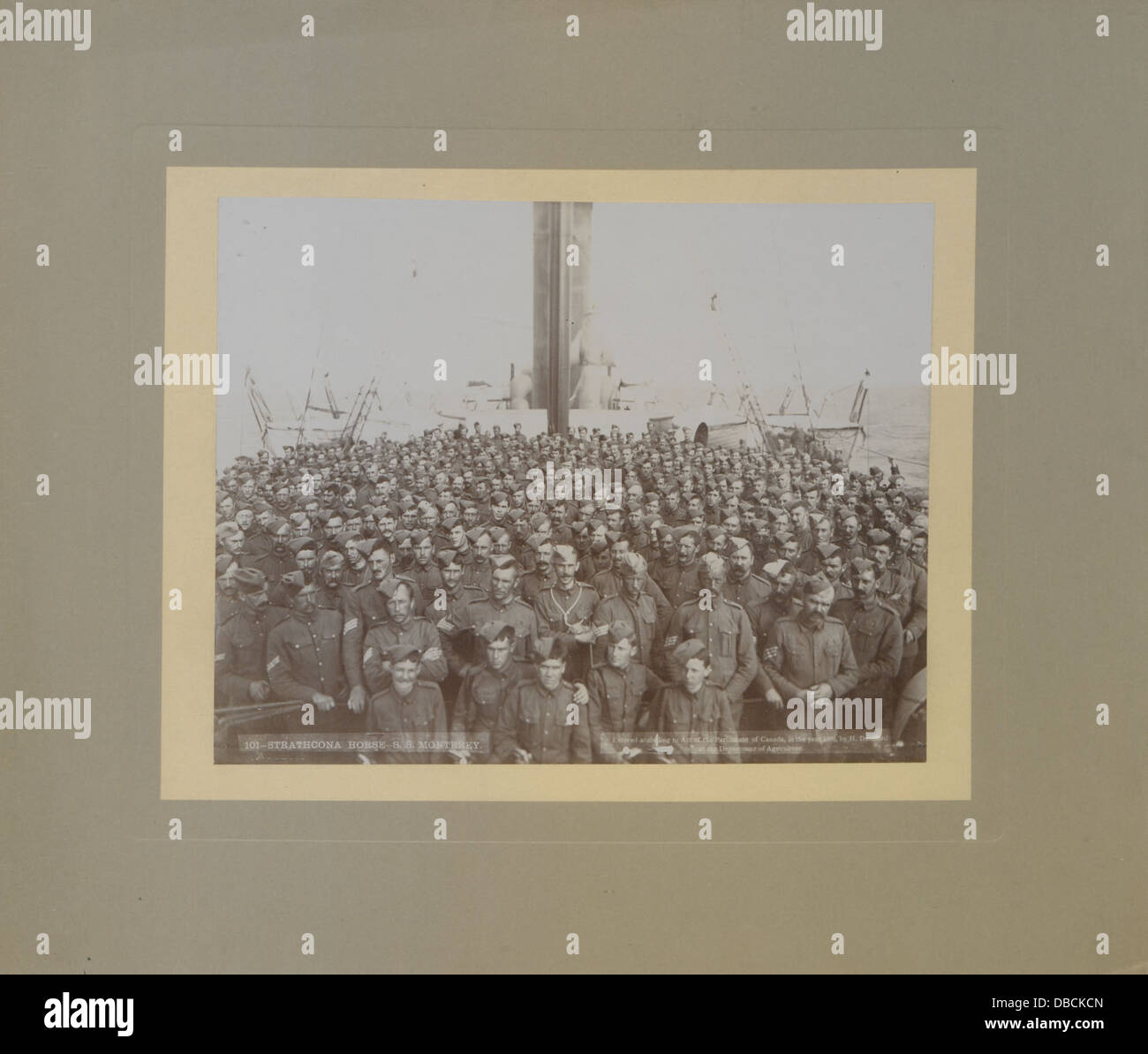 This image shows the Strathcona Horse regiment aboard the SS Monterey ...