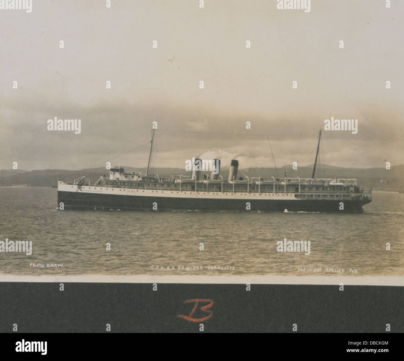 The photograph captures the S.S. Princess Charlotte, a notable ship, in ...