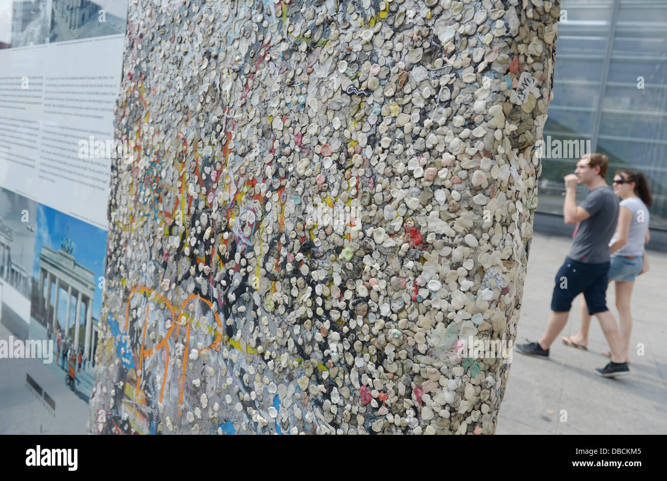 Chewing gum covers a segment of the Berlin Wall at Potsdamer Platz in ...