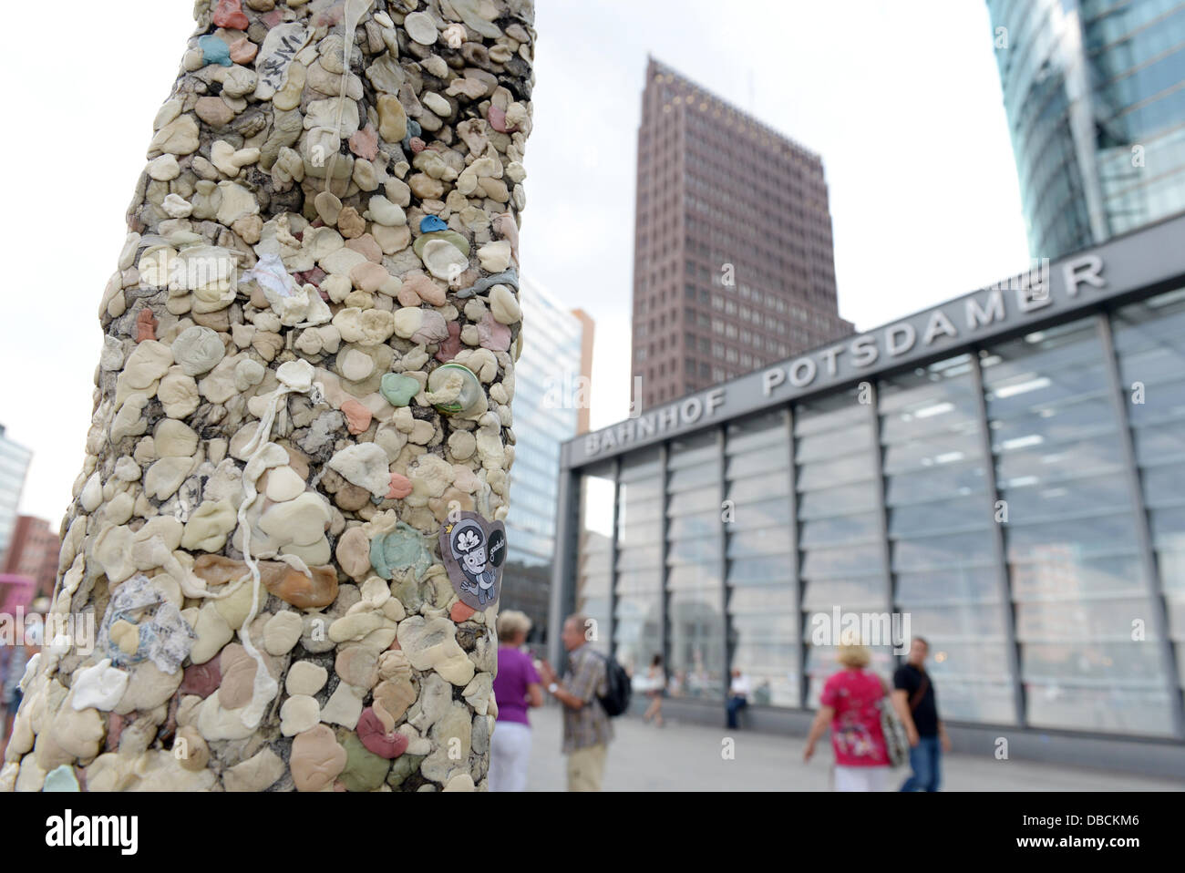Chewing gum covers a segment of the Berlin Wall at Potsdamer Platz in ...