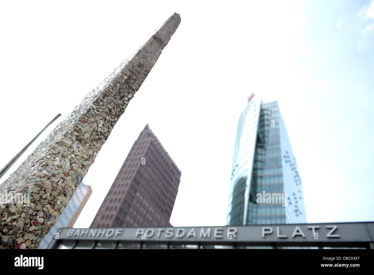 Chewing gum covers a segment of the Berlin Wall at Potsdamer Platz in ...