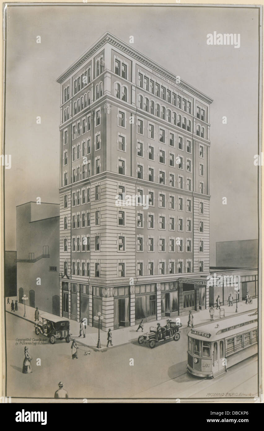 This photograph shows a structure known as 'The Brown Building,' likely ...