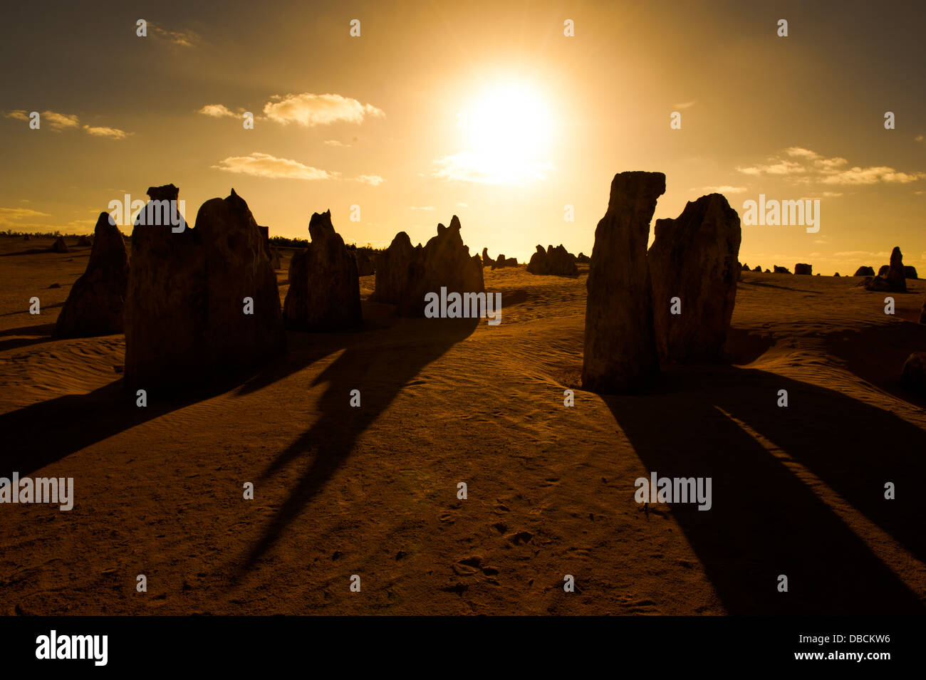 Sandstone pillars of the Pinnacles Desert in the heart of the Nambung ...