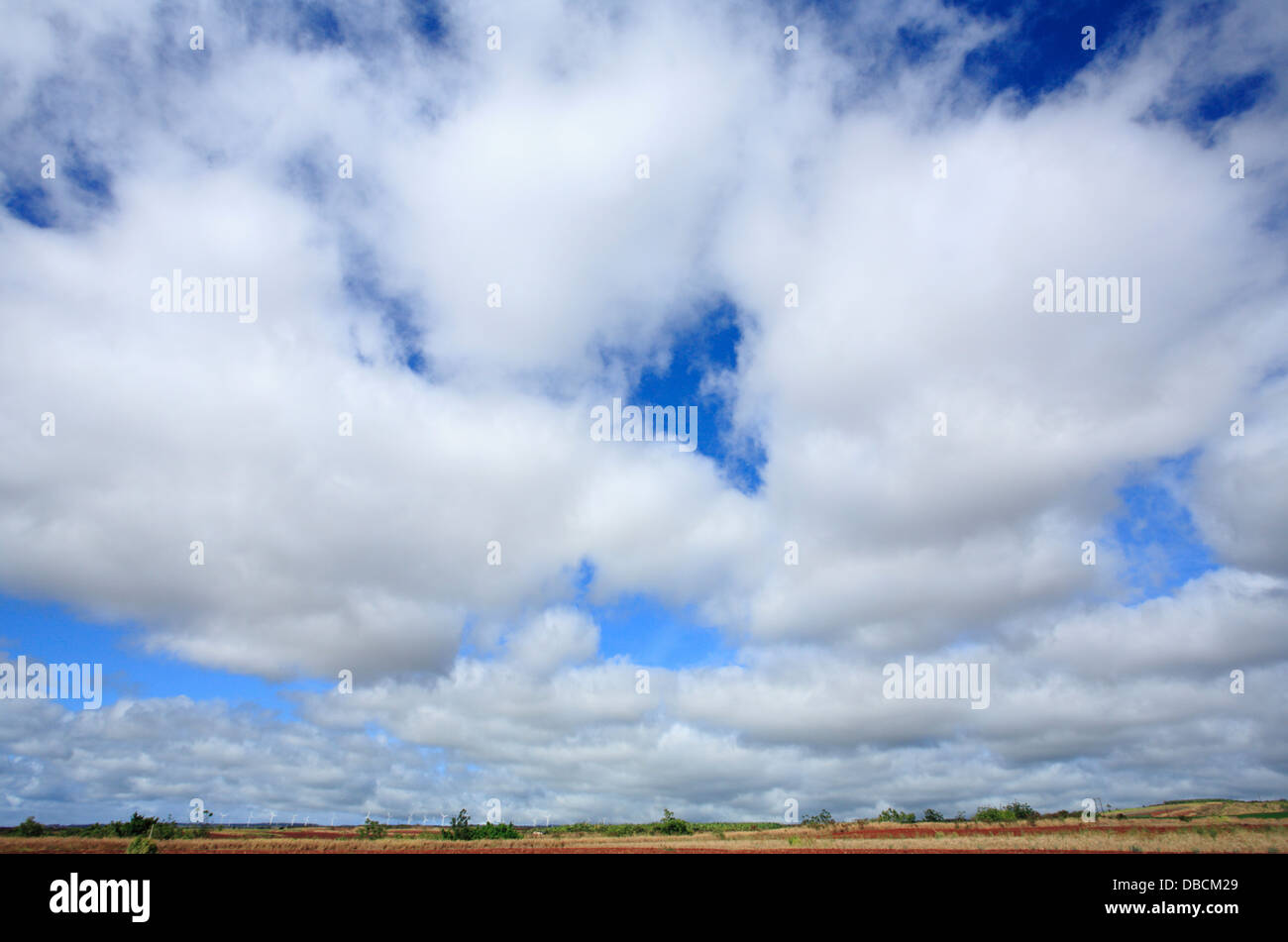A wide-angle view of blue sky with white clouds Stock Photo - Alamy