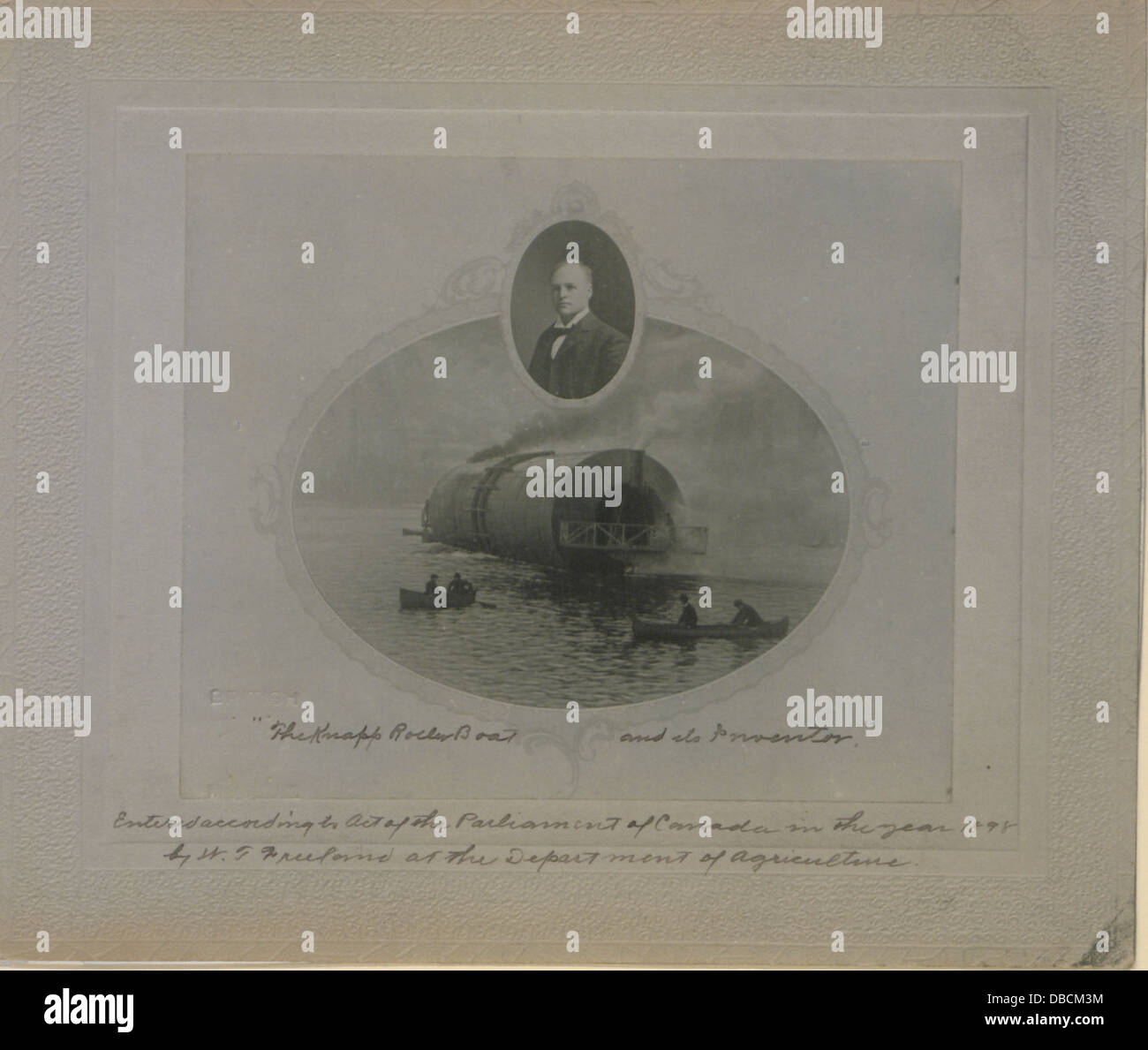 A photograph depicting the Knapp roller boat, an innovative invention ...