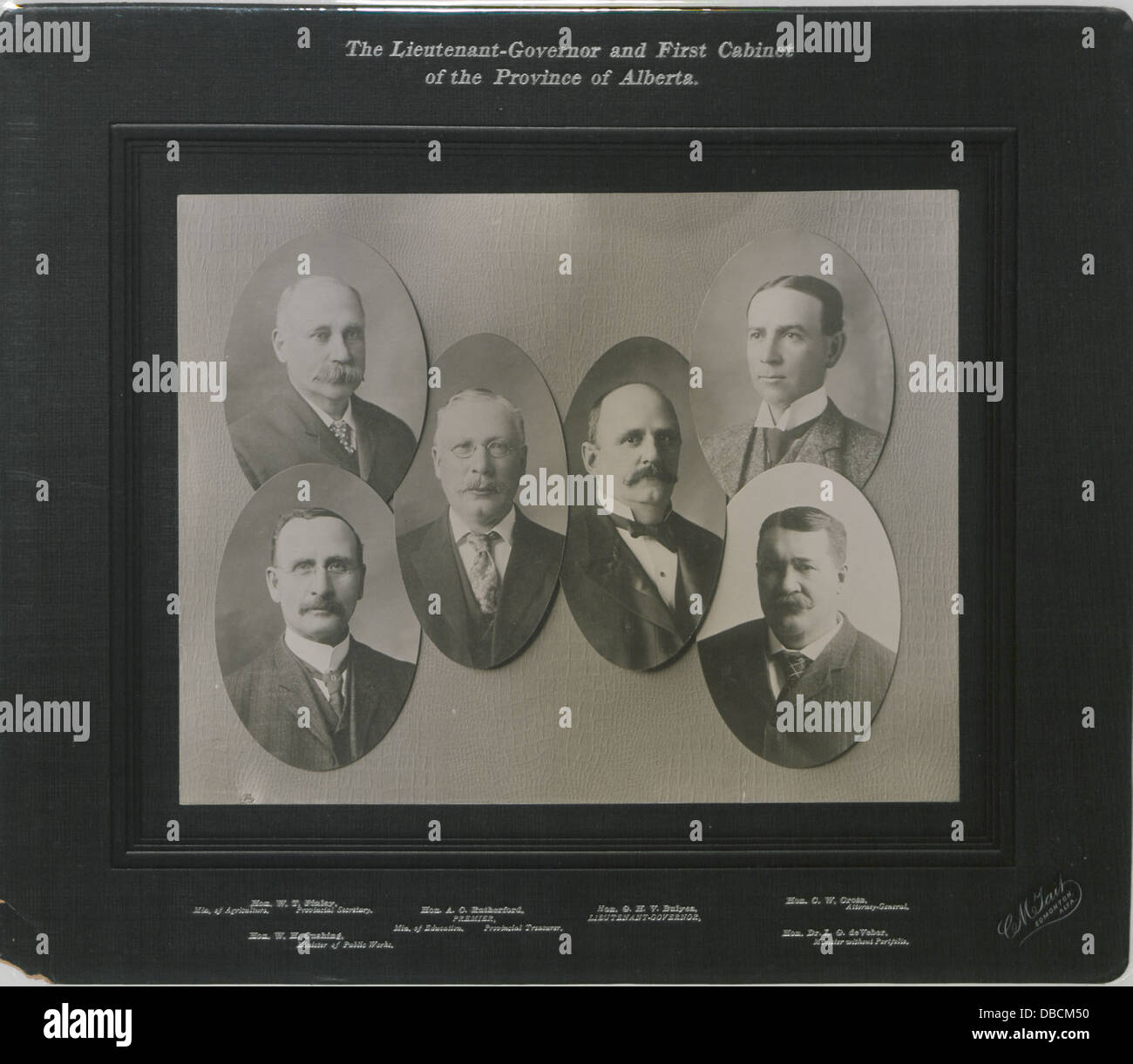 This photograph features the Lieutenant Governor and the first cabinet ...