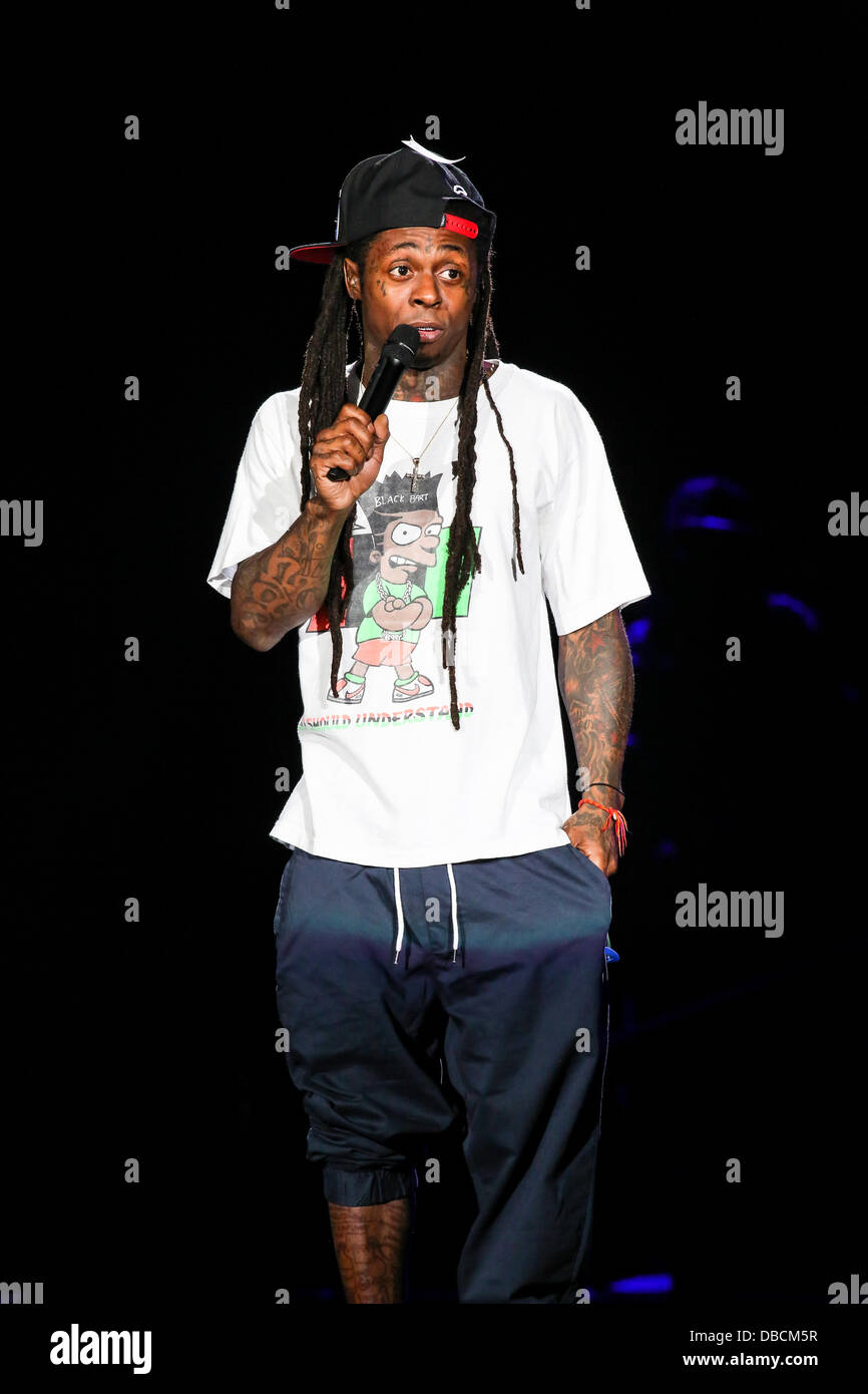 North Carolina, USA, 27th July, 2013: Hip Hop Artist Lil Wayne performs ...
