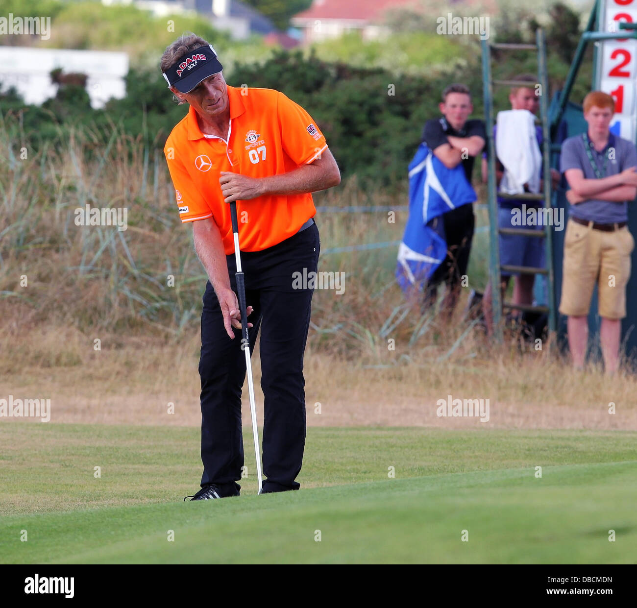 Southport, UK. 28th July, 2013. Bernhard Langer (GER) putting during ...