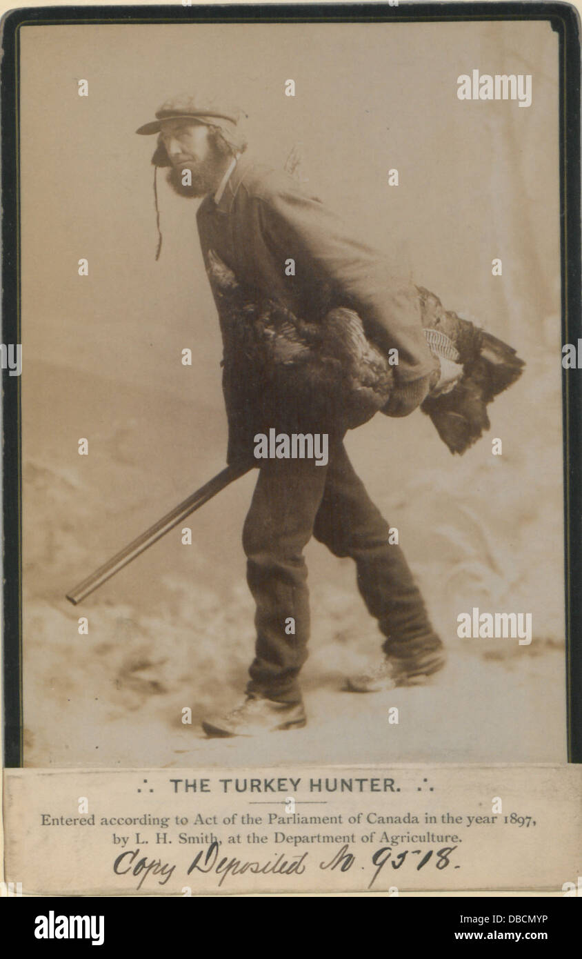 A man is shown hunting turkeys in a rural setting, emphasizing the ...
