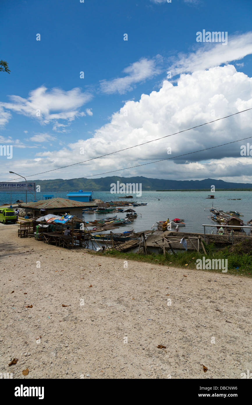 View over the Fish Port in Tagbilaran on Bohol Island, Philippines ...