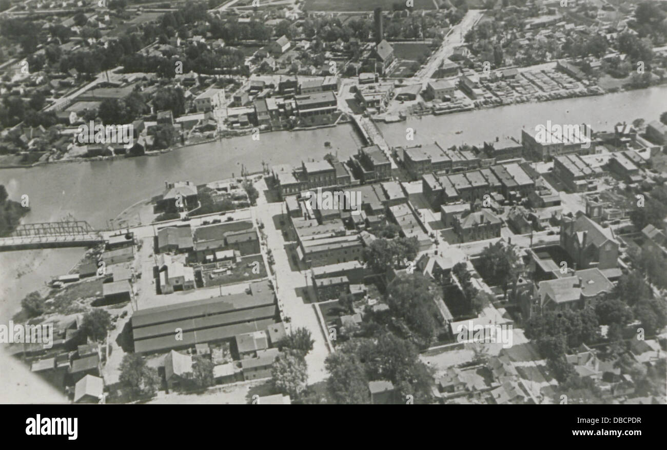 This aerial photograph of Wallaceburg, Ontario, captures the town from ...