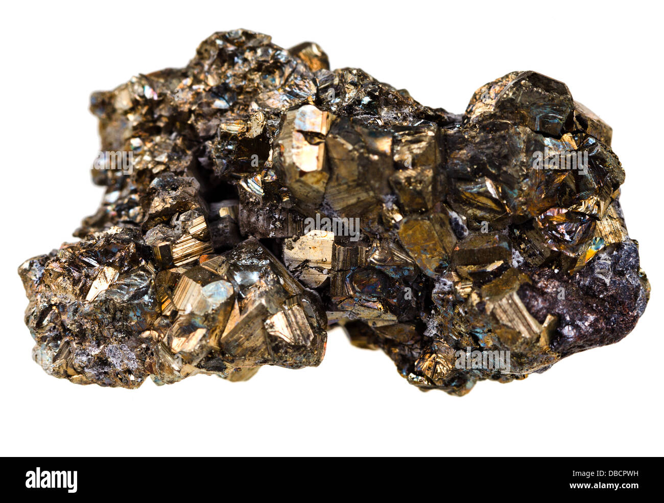 pyrite mineral stone isolated on white background Stock Photo - Alamy