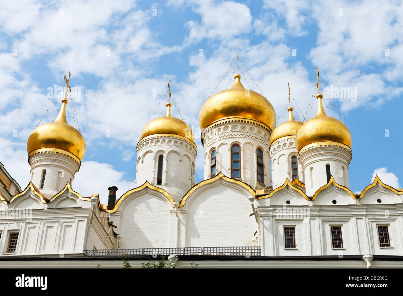 domes of annunciation cathedral in Moscow Kremlin in summer day Stock ...