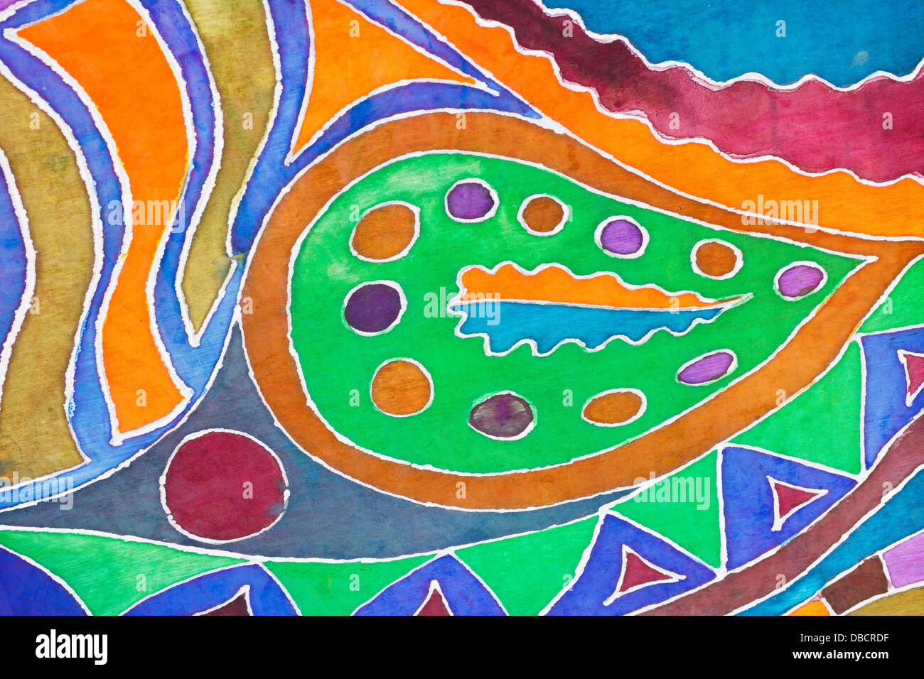 painted in technique of cold batik pattern on silk Stock Photo - Alamy