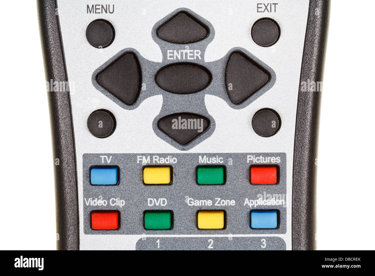 multimedia remote control isolated on white background Stock Photo - Alamy