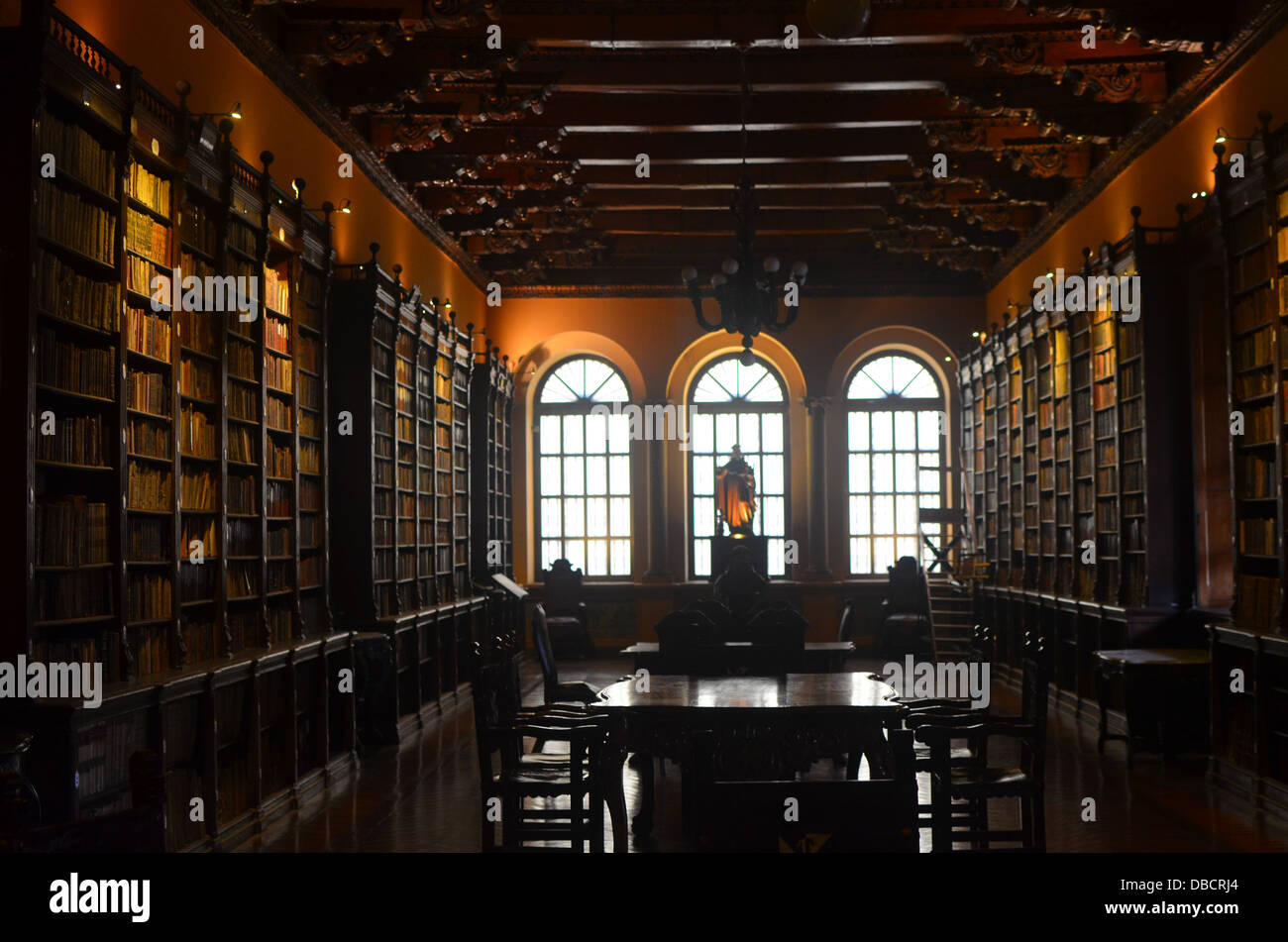 Old books in the library of the Santo Domingo convent, Lima, Peru Stock ...
